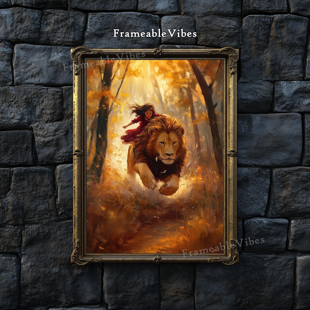 Aslan Wall Art, Printable Digital Home Decor, Fantasy Portrait, the ...
