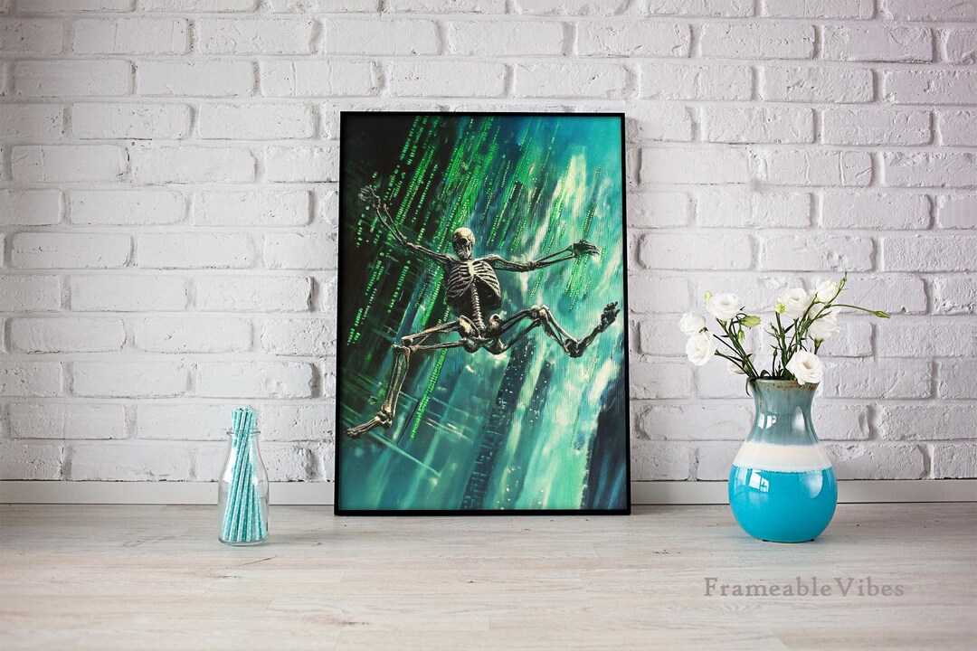 Skeleton Falling Through, Gothic Sci-fi Printable Art | Dark Humor Wall ...