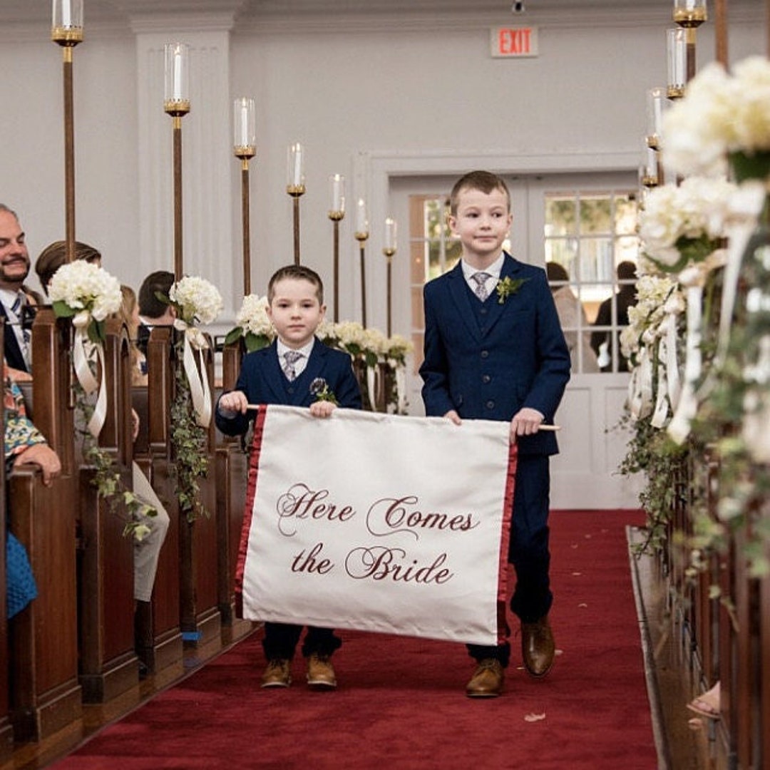 Ring Bearer Sign Here Comes the Bride Banner Wedding Ceremony Decor ...