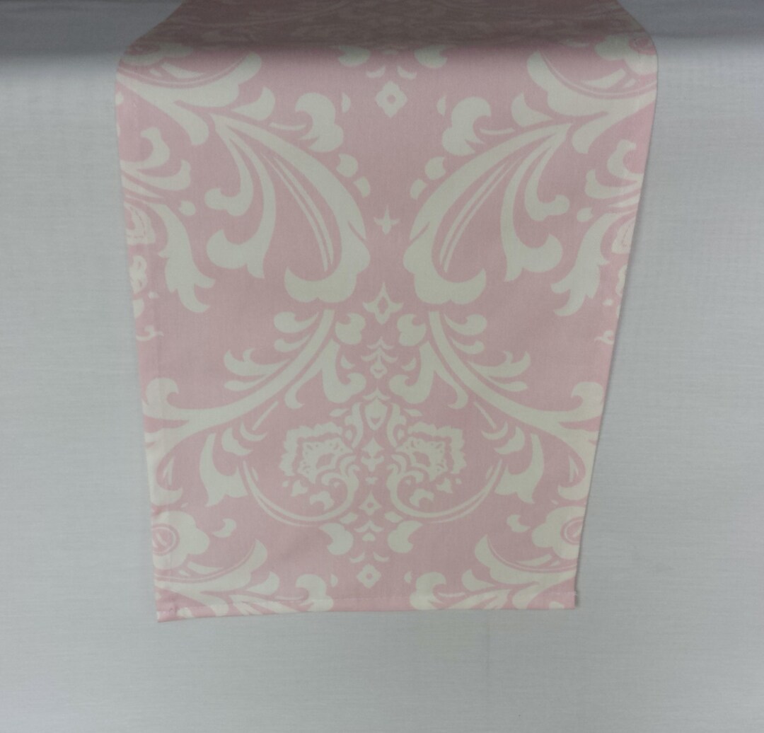 Pink Table Runner Floral Centerpiece Wedding Decor Damask Light Pink ...
