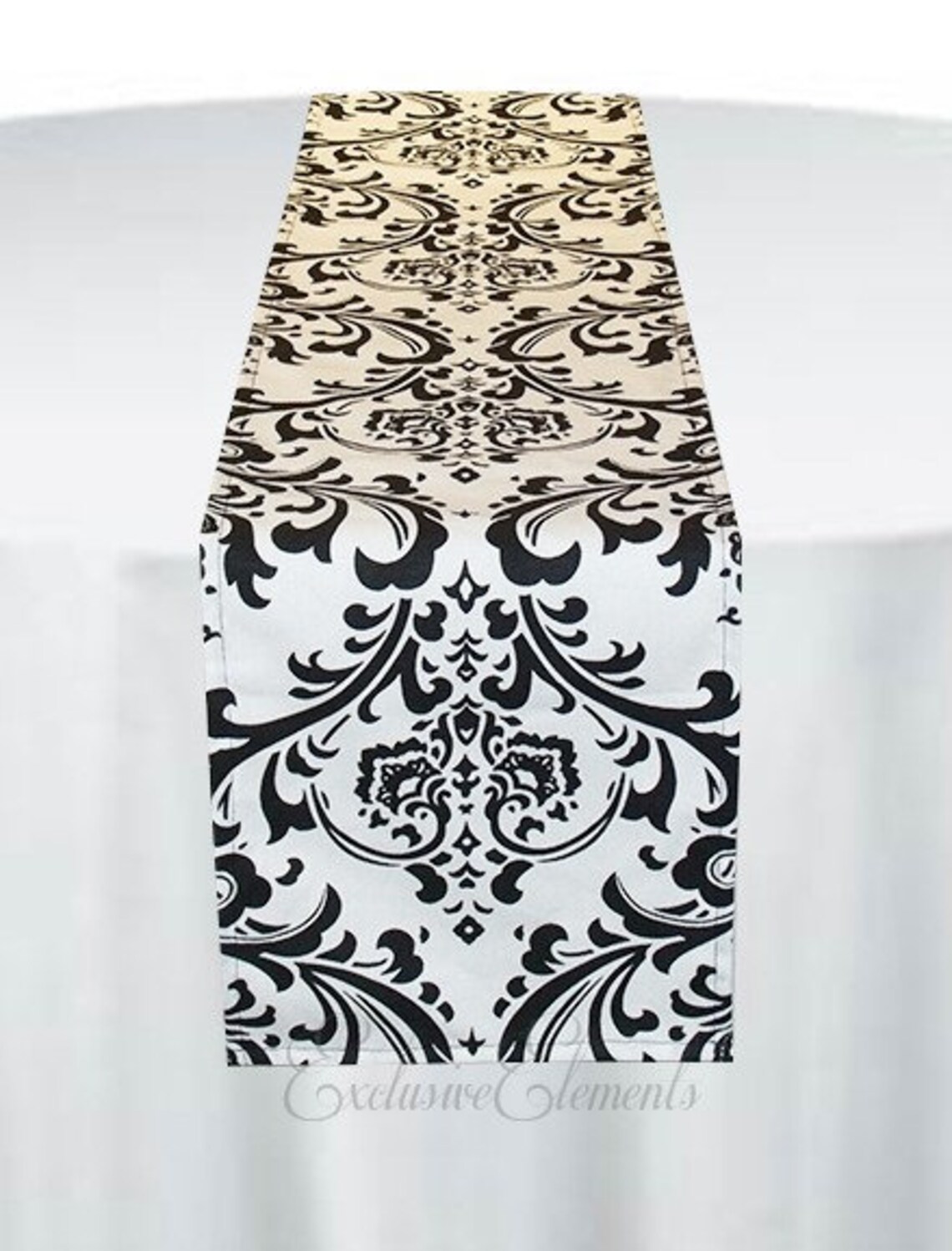 Black and White Table Runner Floral Damask Wedding Table | Etsy