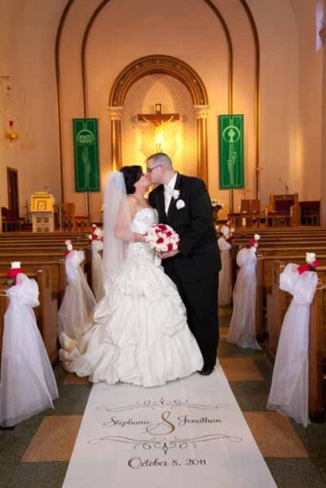 Personalized Wedding Aisle Runner: White or Ivory Fabric, Custom ...