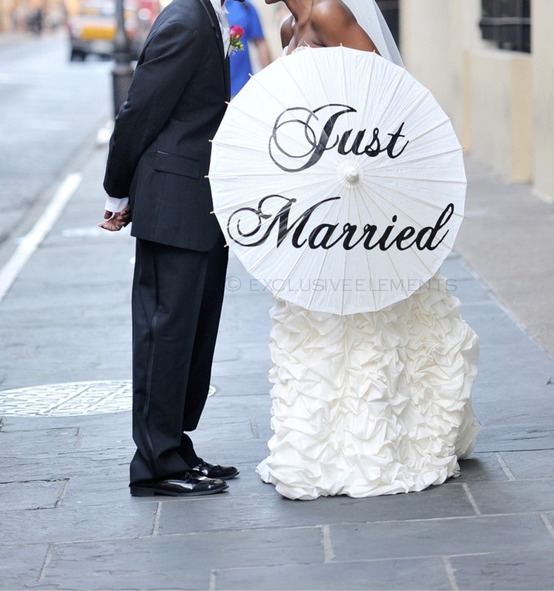 Wedding Umbrella Personalized Custom Just Married Parasol White ...