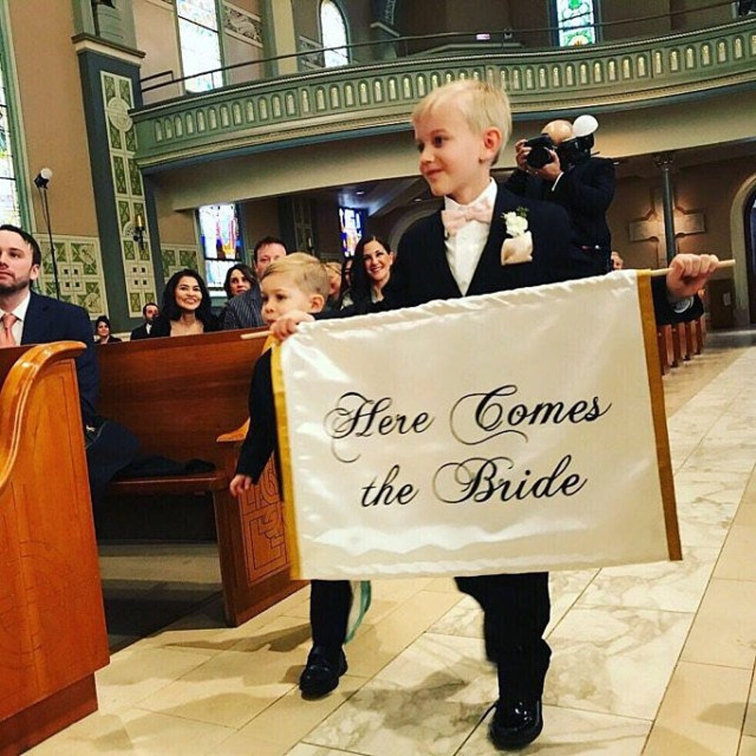 Here Comes the Bride Banner Wedding Ceremony Decoration Custom Ring ...