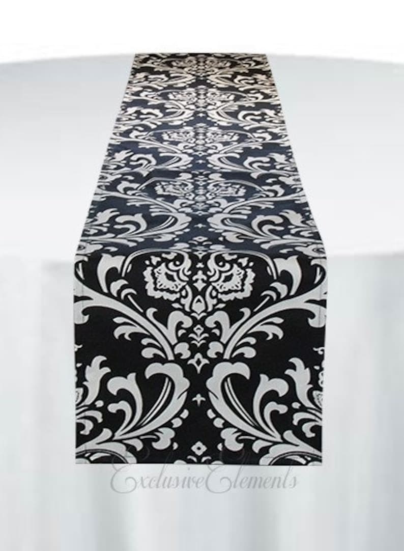 Black and White Table Runner Wedding Table Centerpiece Linens - Etsy