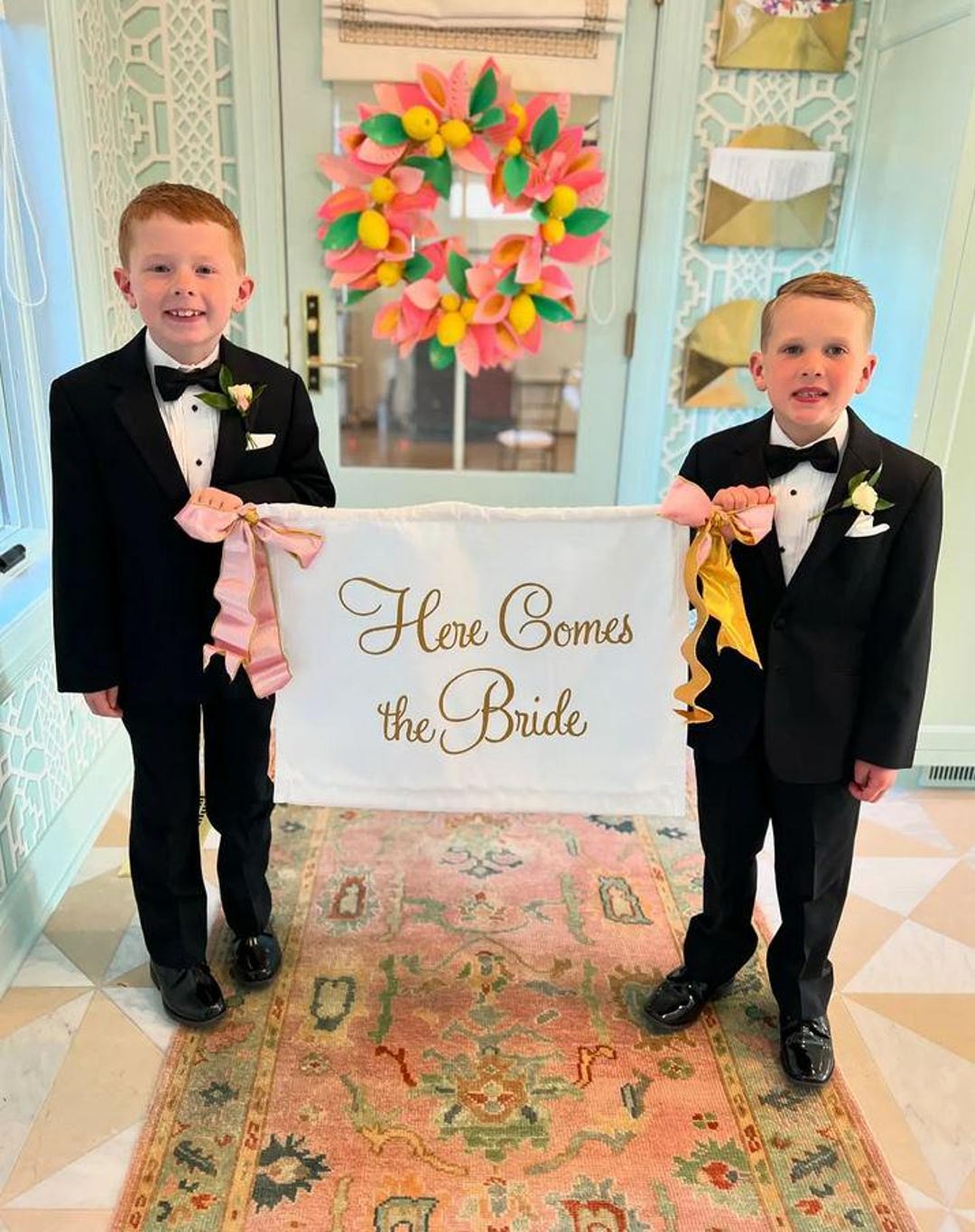 Personalized Wedding Here Comes the Bride Banner Sign Ceremony Decor ...