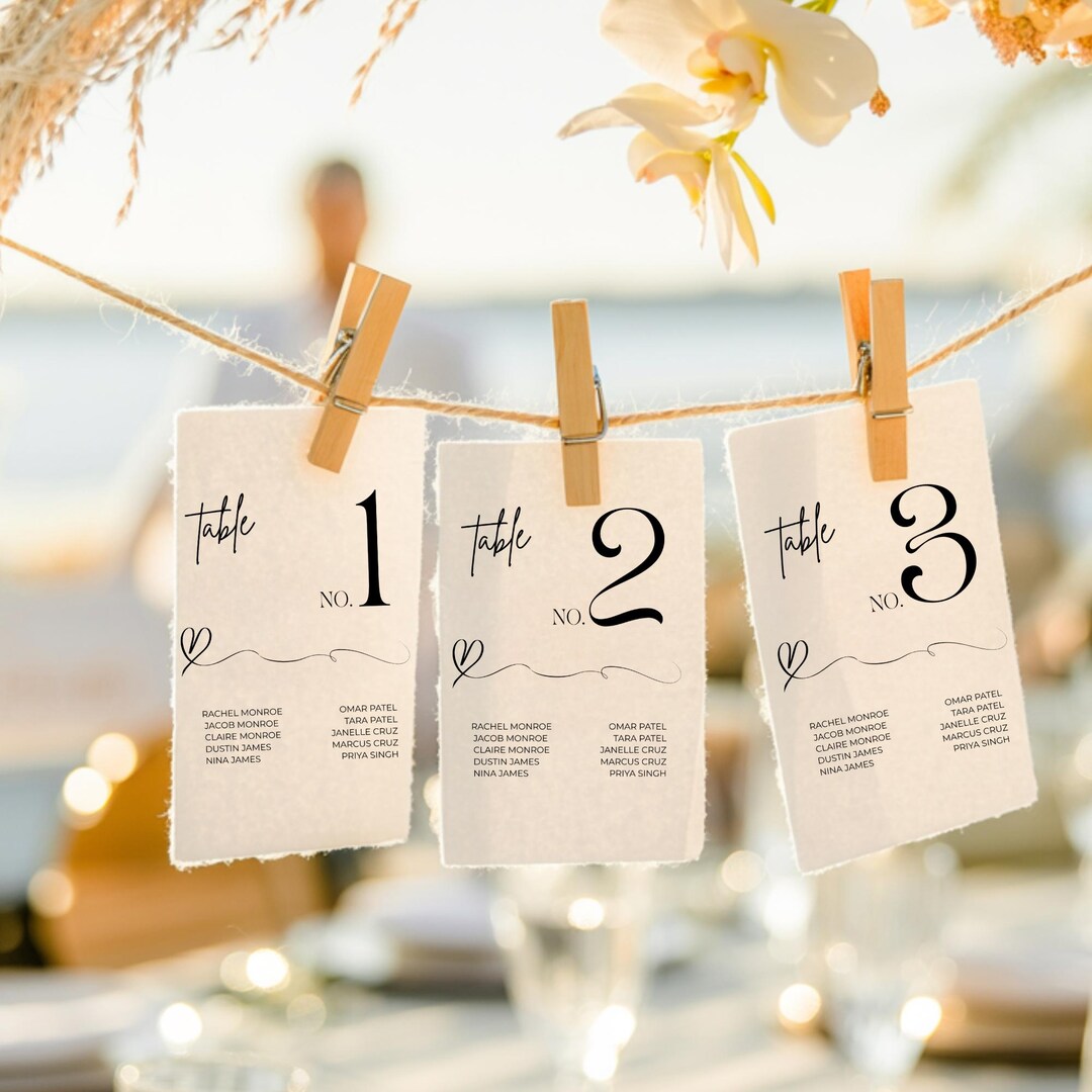 Wedding Table Number Template Minimalist DIY Printable Canva Template ...