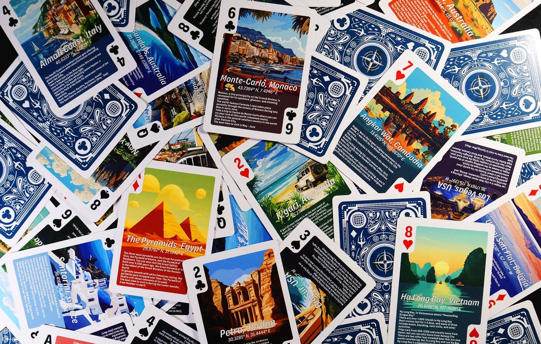 World Tour Playing Cards Travel Gift: 52 Travel Destinations; Christmas ...