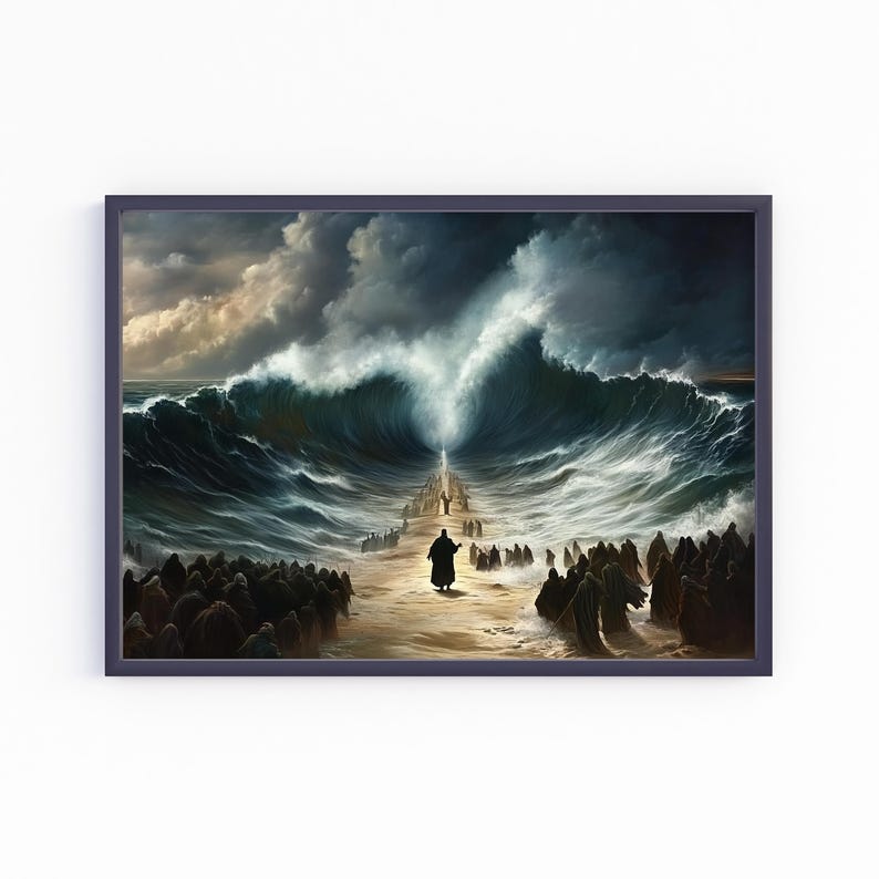 Impressão de Moisés abrindo o Mar Vermelho, Arte Bíblica (Download ...