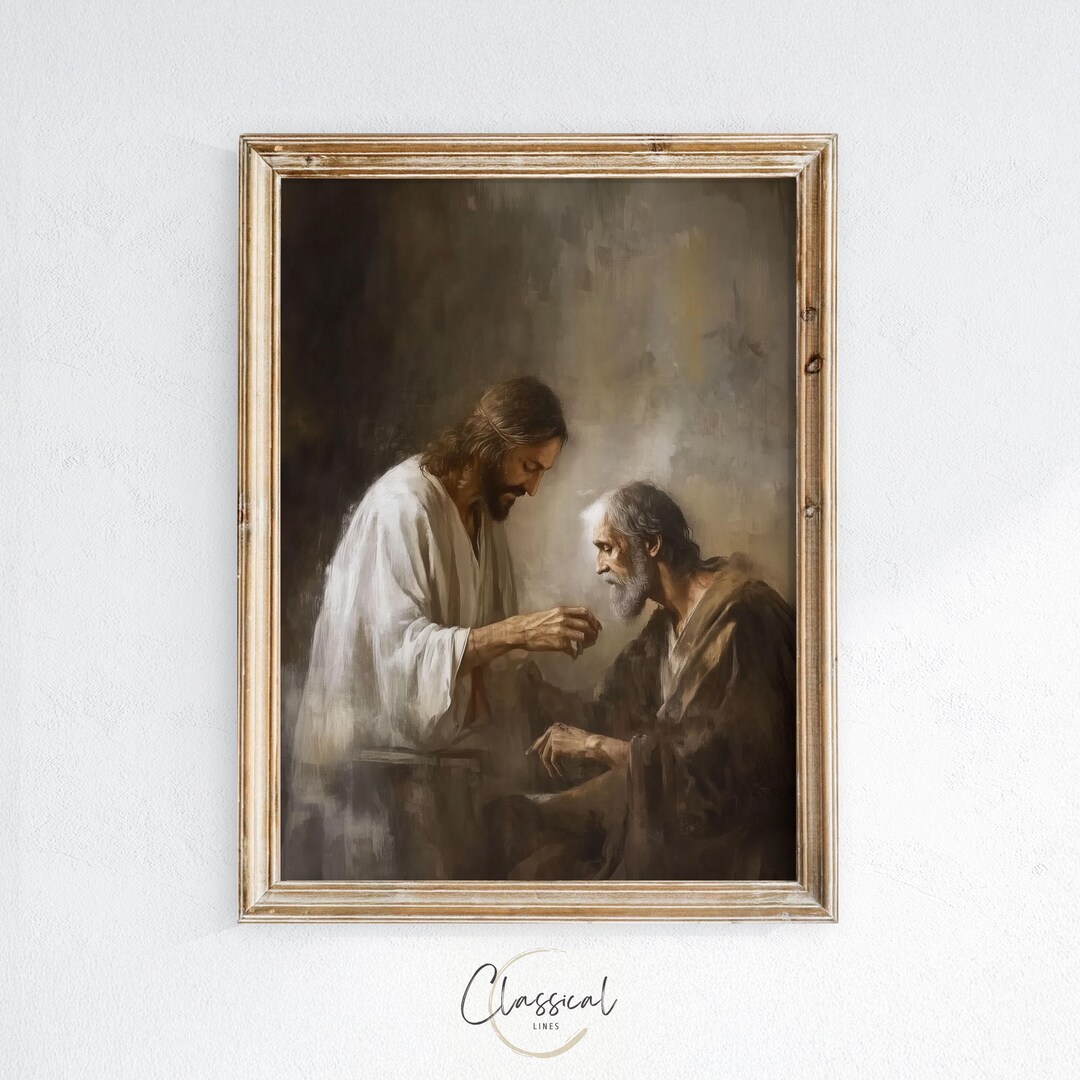 Jesus Healing the Blind Man Art Print, Christian Wall Decor (digital ...