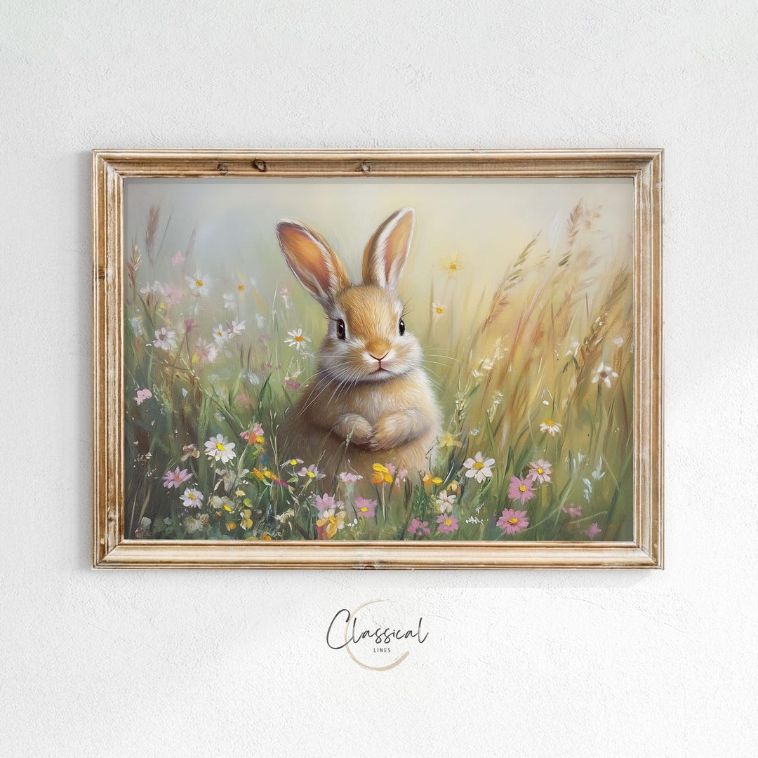 Printable Vintage Easter Bunny Print, Antique Spring Rabbit Painting ...