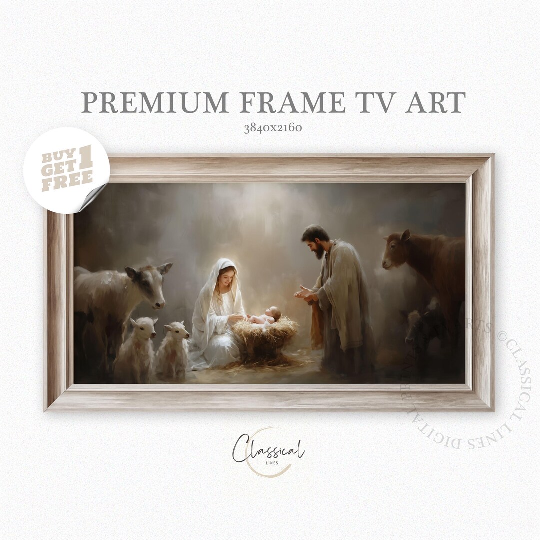 Nativity Frame TV Art, Vintage Christmas Scene (digital Download) - Etsy