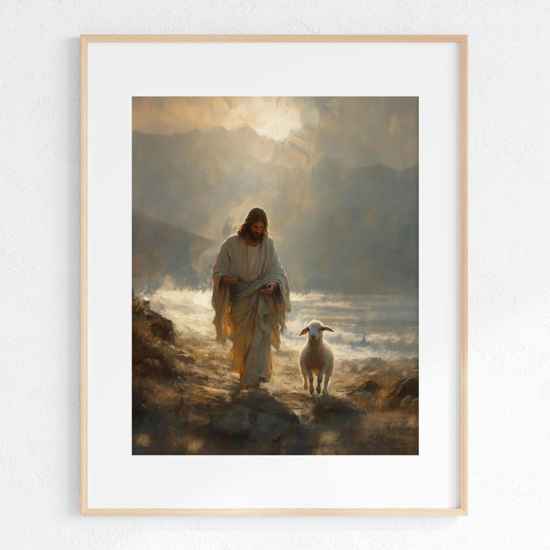 Impressão de Jesus com o Cordeiro, Arte Cristã para Parede (Download ...