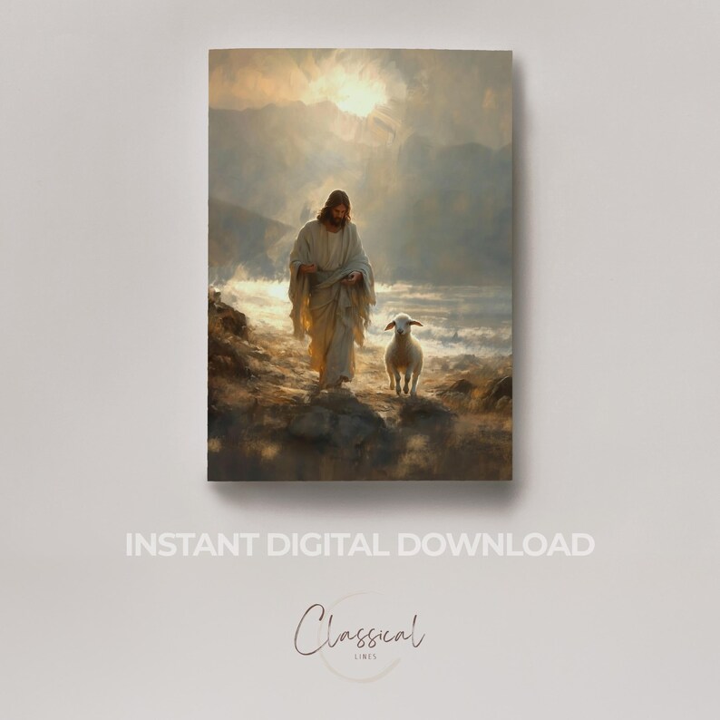 Impressão de Jesus com o Cordeiro, Arte Cristã para Parede (Download ...