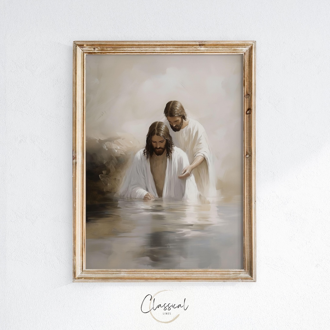 PRINTABLE Jesus Baptism Art, Baptized in Jordan River, Jesus Canvas ...
