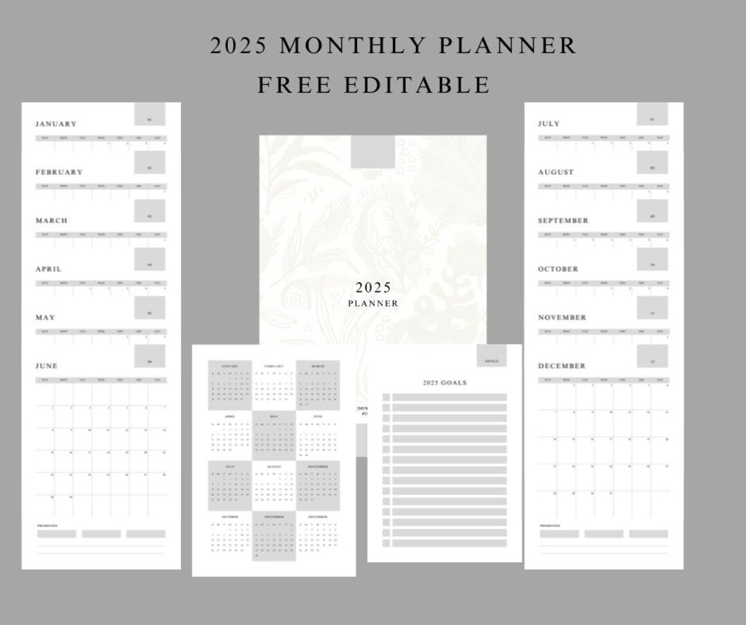 2025 Monthly Planner, Digital Planner 2025, Clean Monthly Planner, 2025 ...