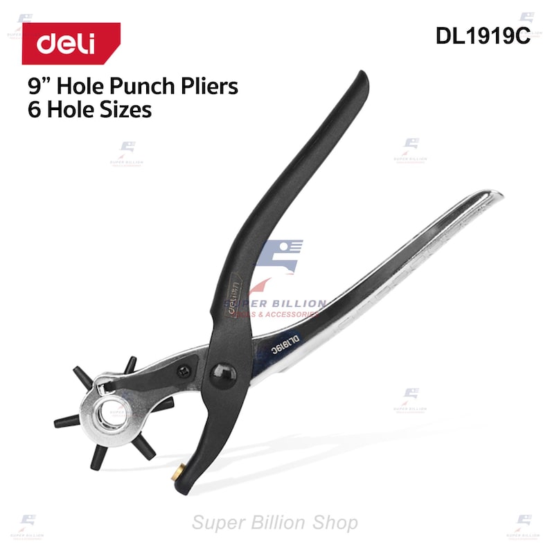Deli Hole Punch Pliers – 6 Round Sizes – DL1919C for Leather, Belts ...