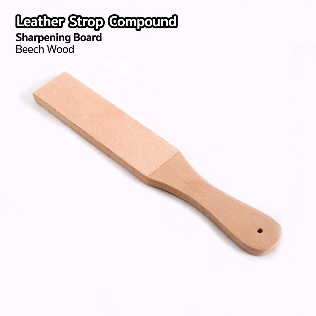 Wood Leather Strop Board – Beech Handle & Veg-tan – for Tool Sharpening ...