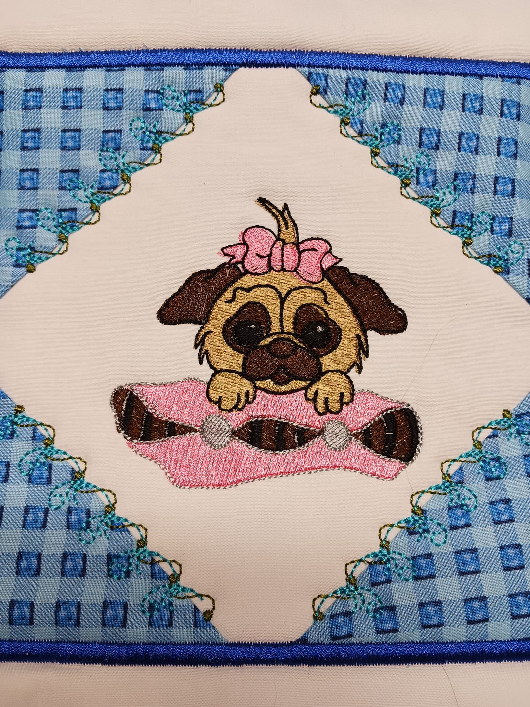 PUG DOG Quilt Block Finished - Etsy
