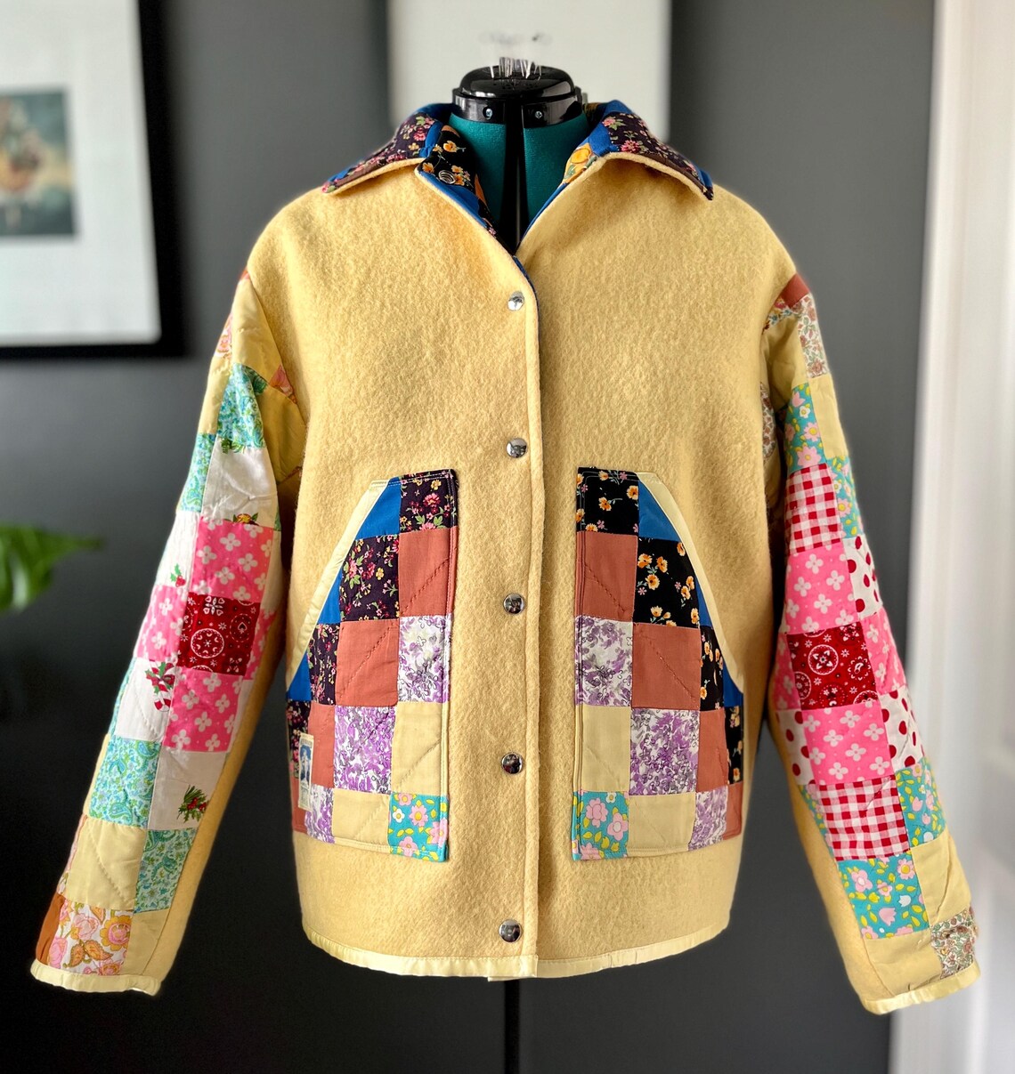 Wool and Patchwork Quilt Jacket | Ladies’ Size S, M, L | Repurposed ...