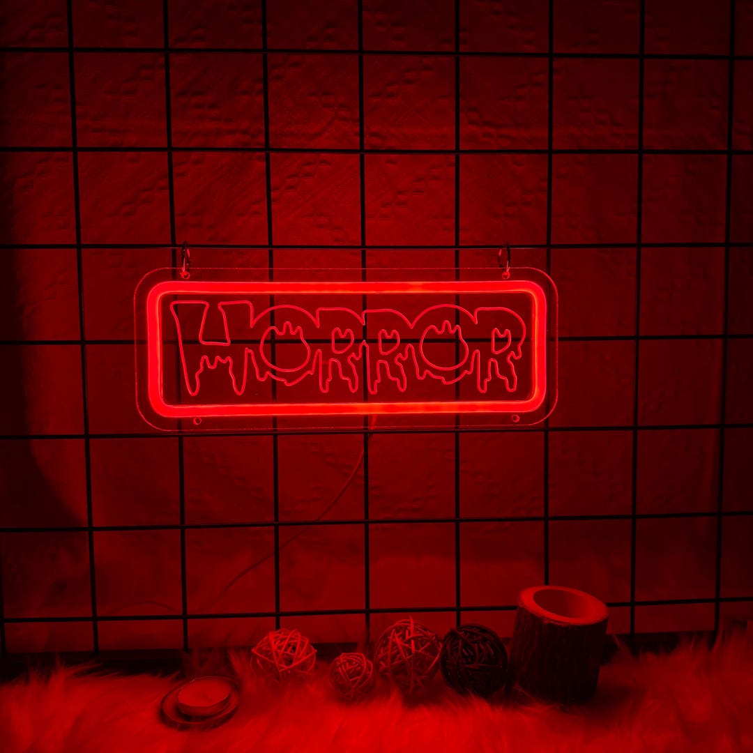 Horror Neon Sign, 3D Engraved LED Light, Custom Halloween Home Decor ...