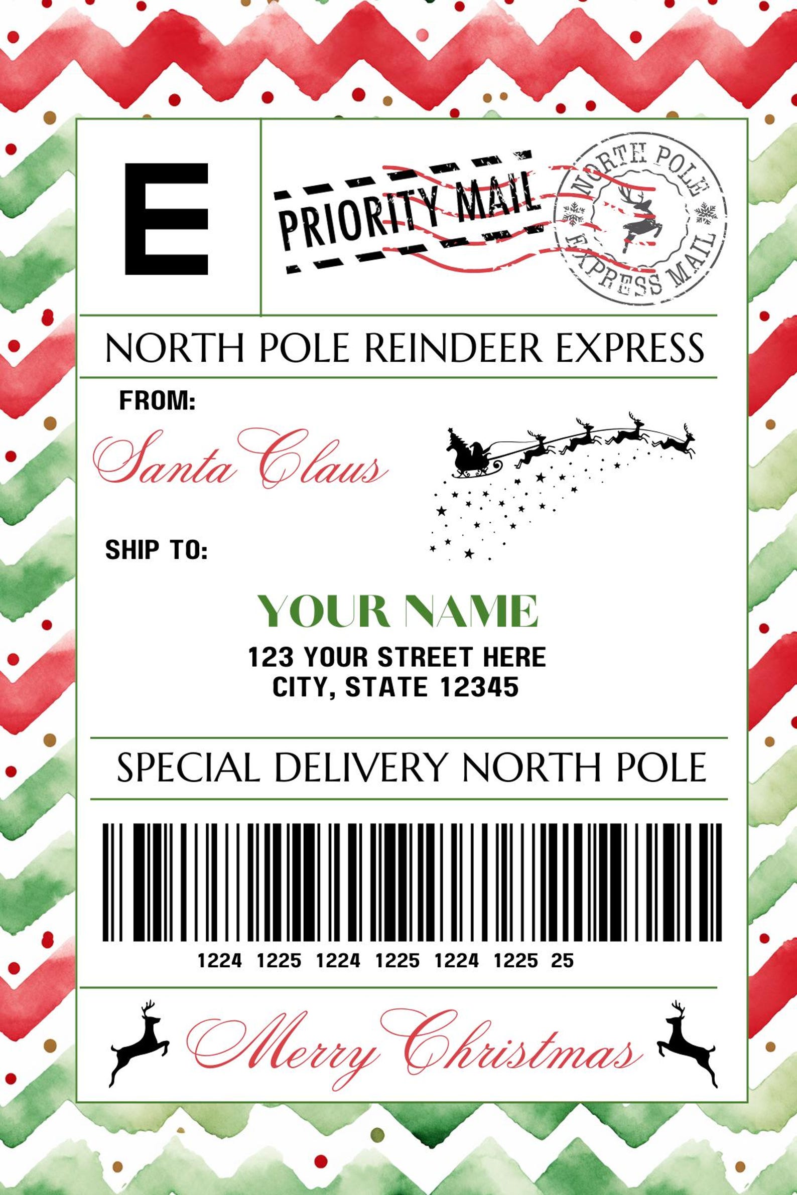 DIGITAL LISTING | Santa Shipping Label | Customizable Shipping Label ...