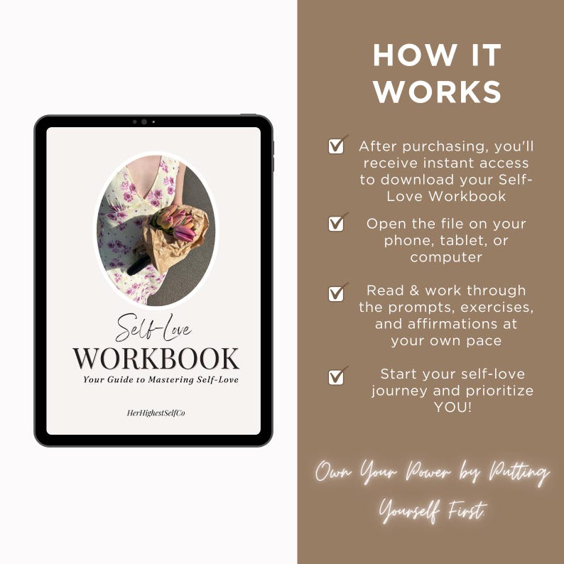 Self Love Workbook, Self Care Workbook for Women, Confidence Building ...