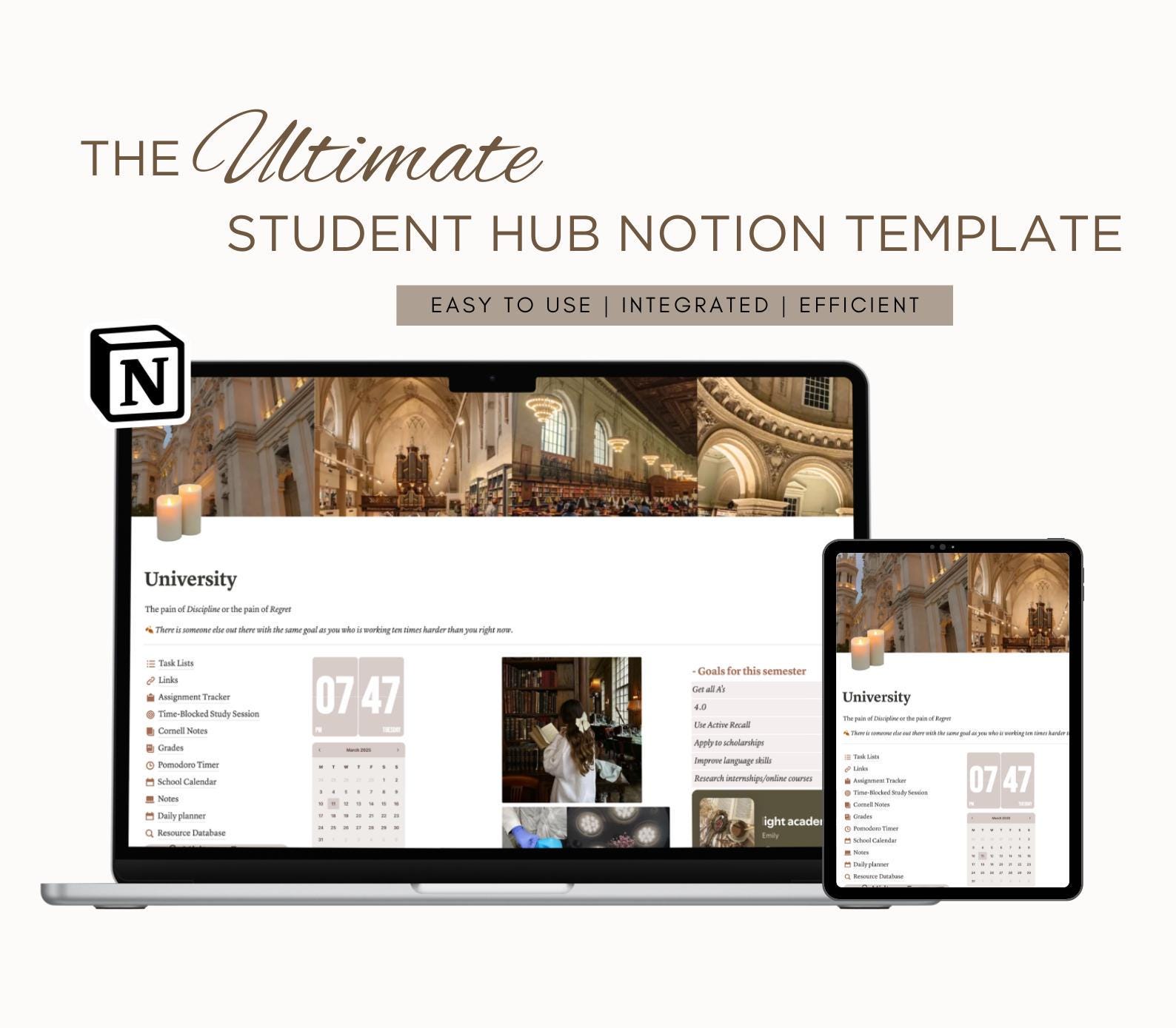 Ultimate Notion Aesthetic Student Template, All in One Notion, Light ...