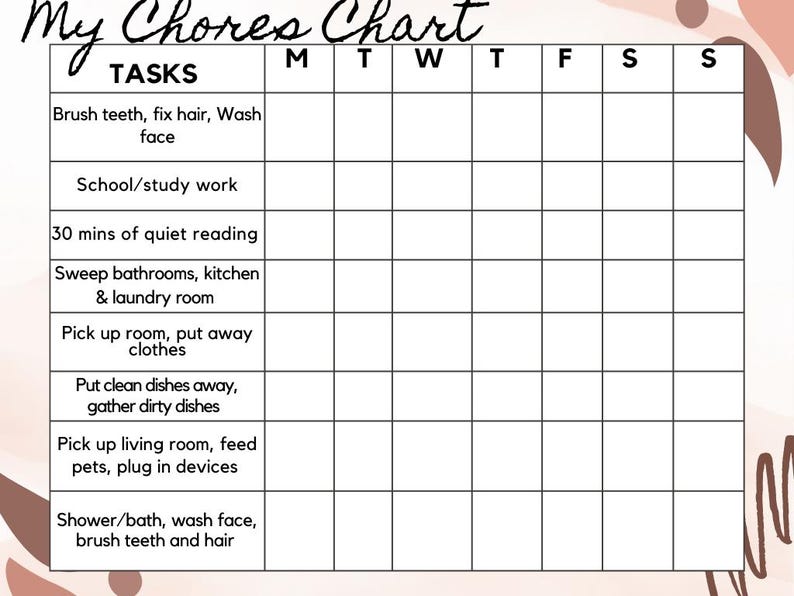 Chore Chart for Kids - Etsy