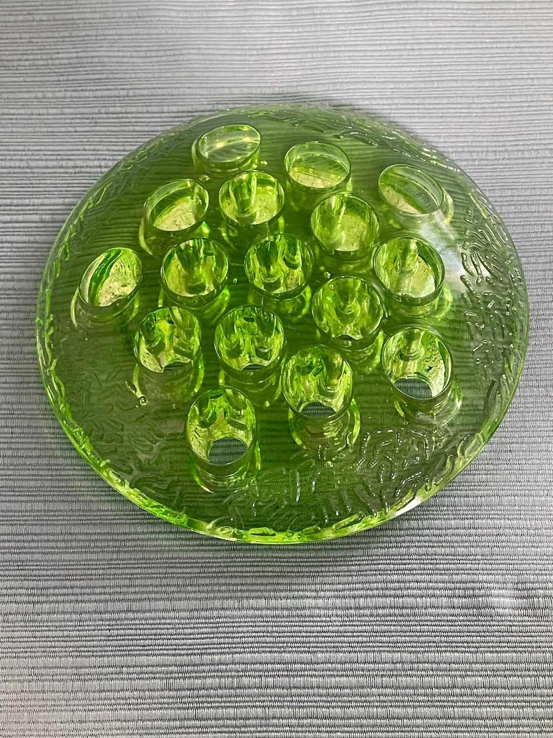 Vaseline/uranium Glass 16-hole Flower Frog - Etsy