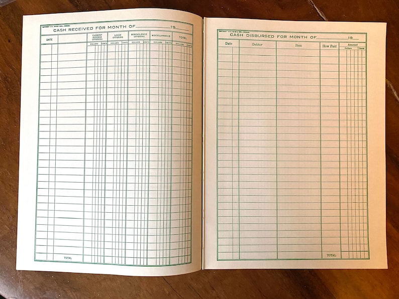 14 Vintage Ledger Accounting Spreadsheets From Church Treasurer Records ...