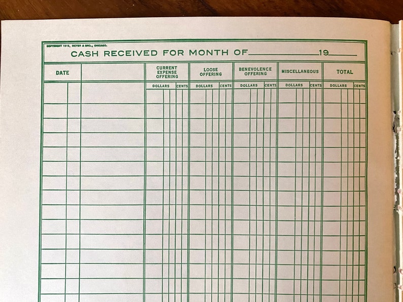 16 Vintage Ledger Accounting Spreadsheets From Church Treasurer Records ...