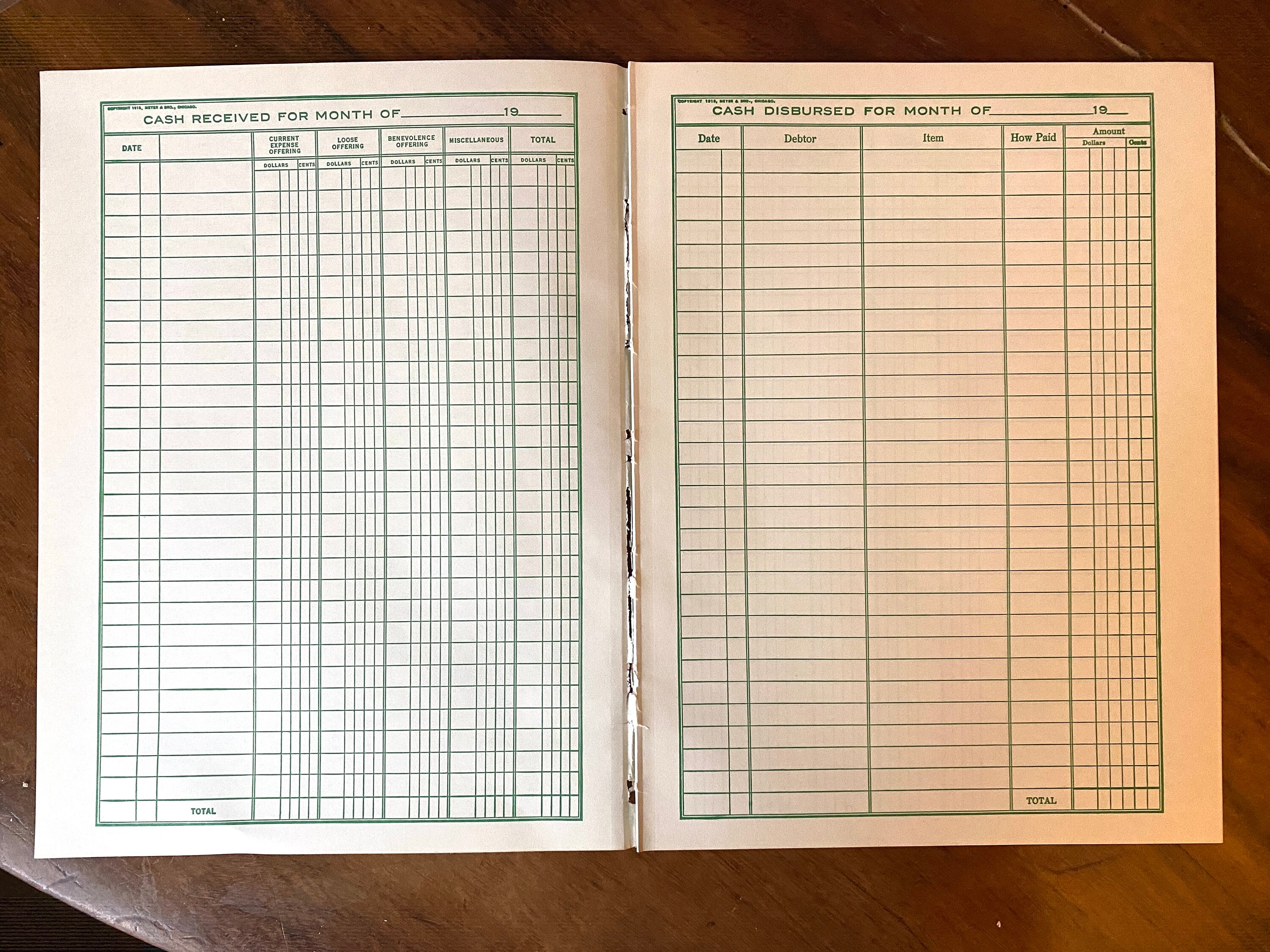 16 Vintage Ledger Accounting Spreadsheets From Church Treasurer Records ...