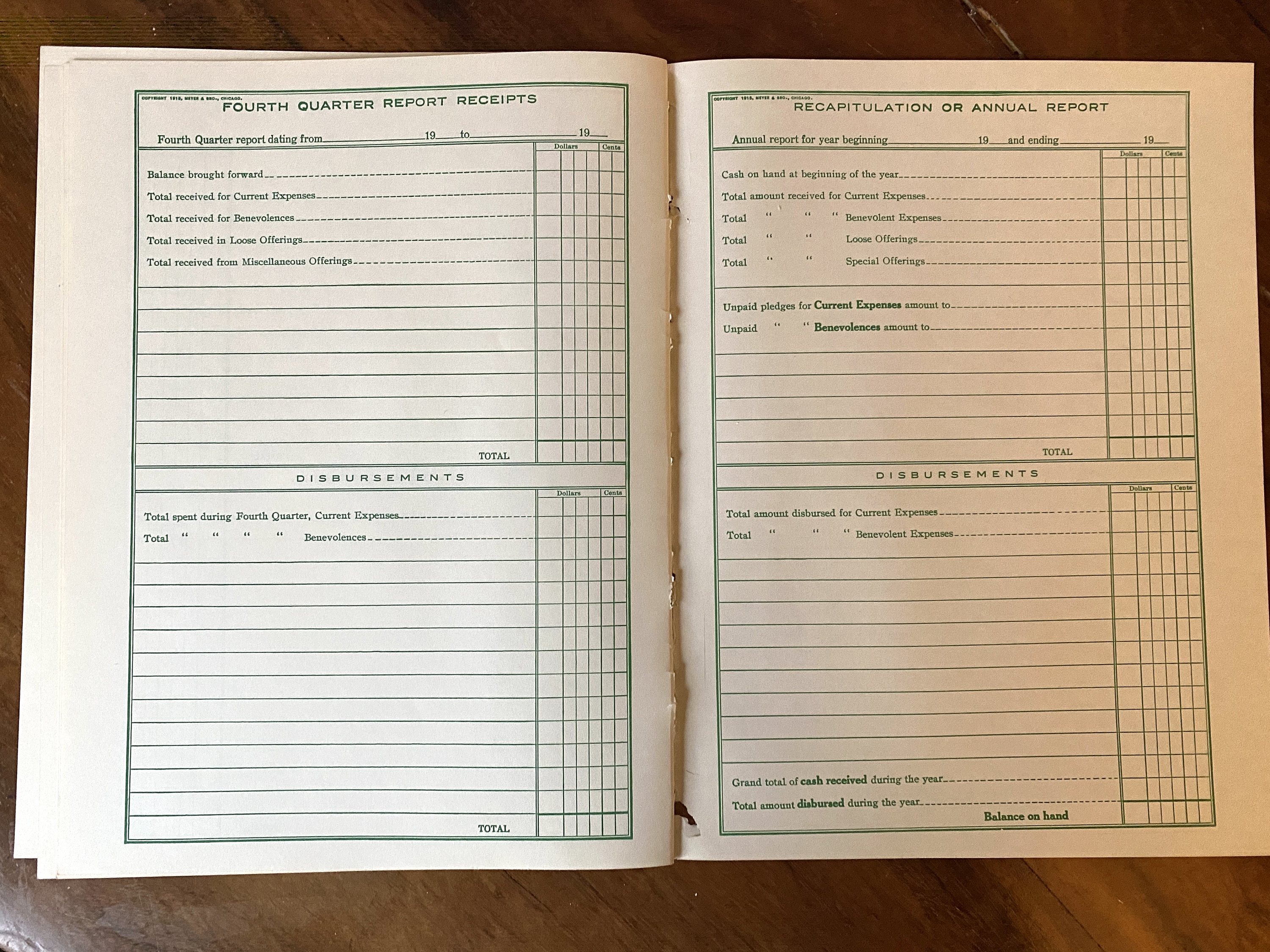 16 Vintage Ledger Accounting Spreadsheets From Church Treasurer Records ...