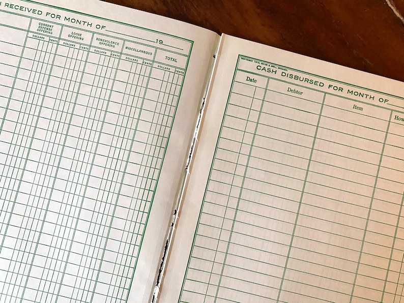 16 Vintage Ledger Accounting Spreadsheets From Church Treasurer Records ...
