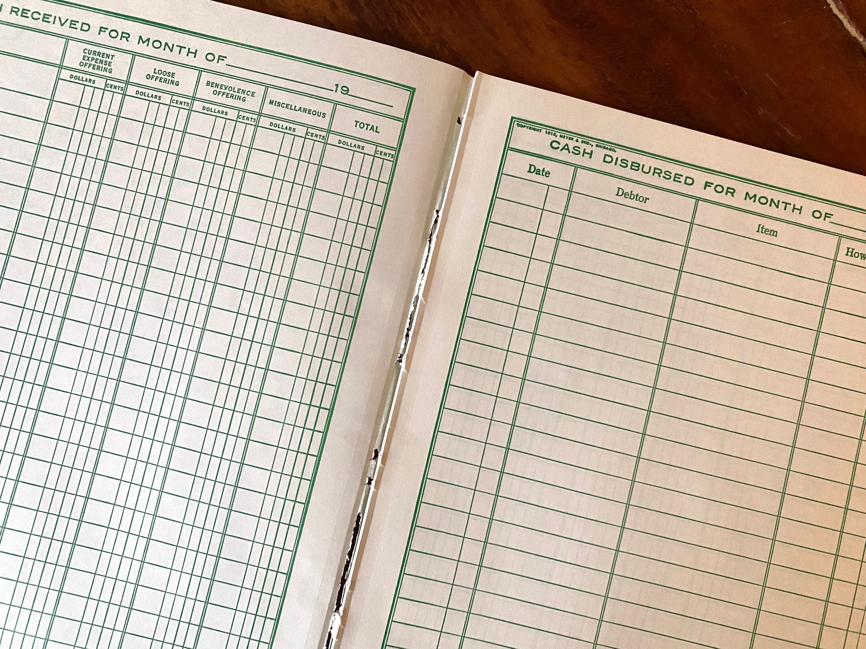 16 Vintage Ledger Accounting Spreadsheets From Church Treasurer Records ...