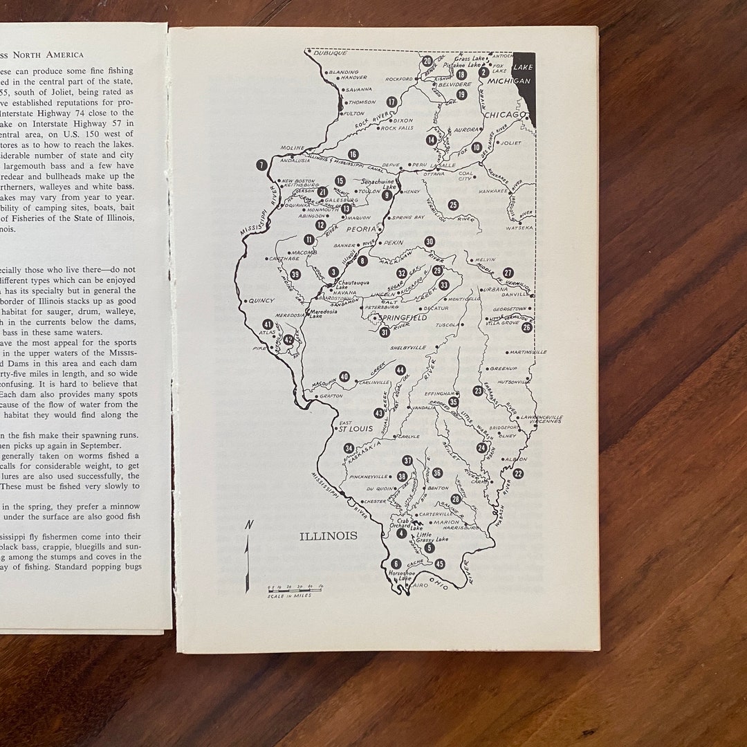 Old Vintage Fishing Hole Maps Art by State for Fishers, Fathers ...