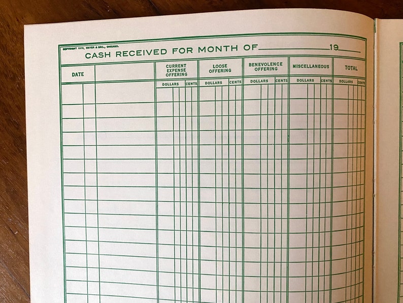 14 Vintage Ledger Accounting Spreadsheets From Church Treasurer Records ...