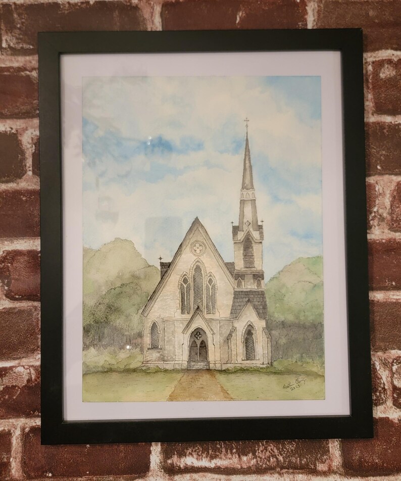Gothic Church Pen and Ink Watercolor Original With Black Wood Frame - Etsy