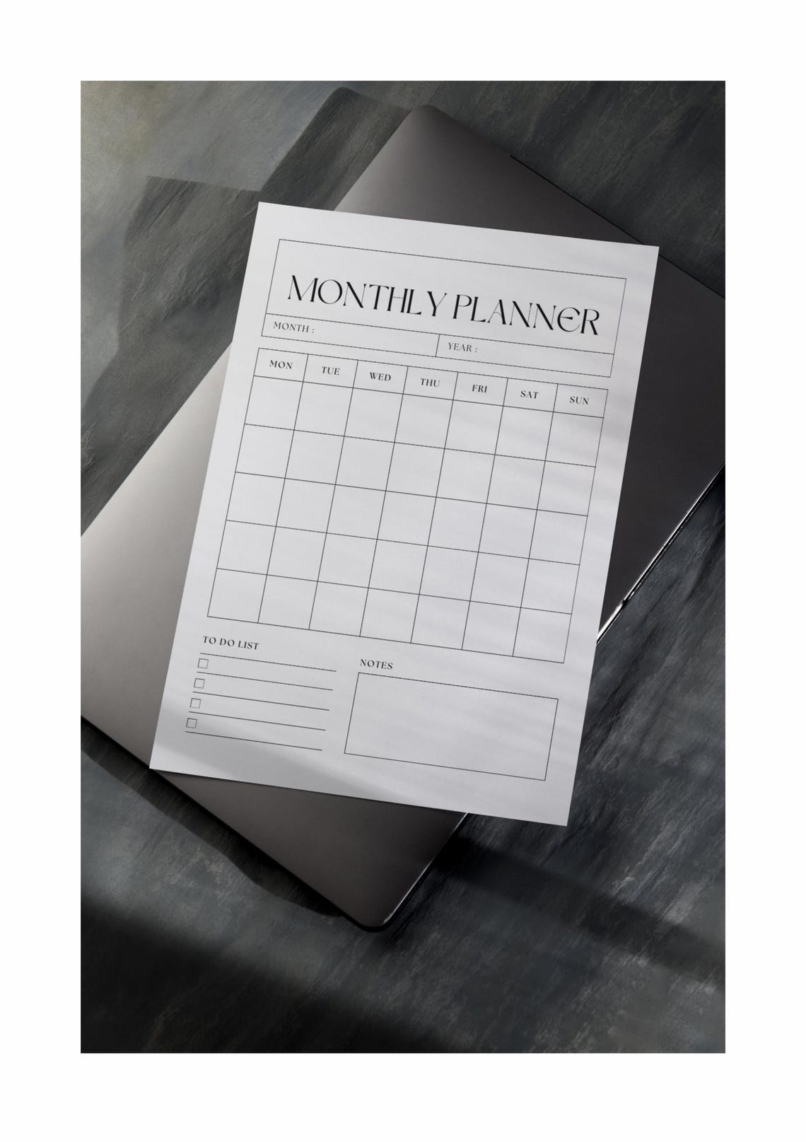 Monthly Planner Printable | Minimal Calendar Layout | Undated PDF ...