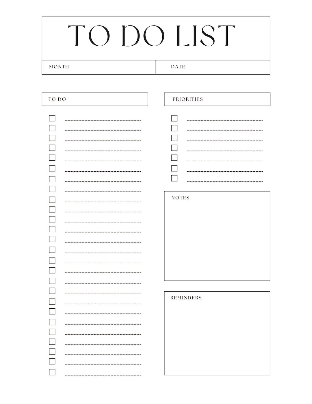 Minimalist To-do List Printable Planner - Daily Productivity Tracker ...