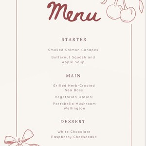 Cherry on Top Event Menu - Etsy