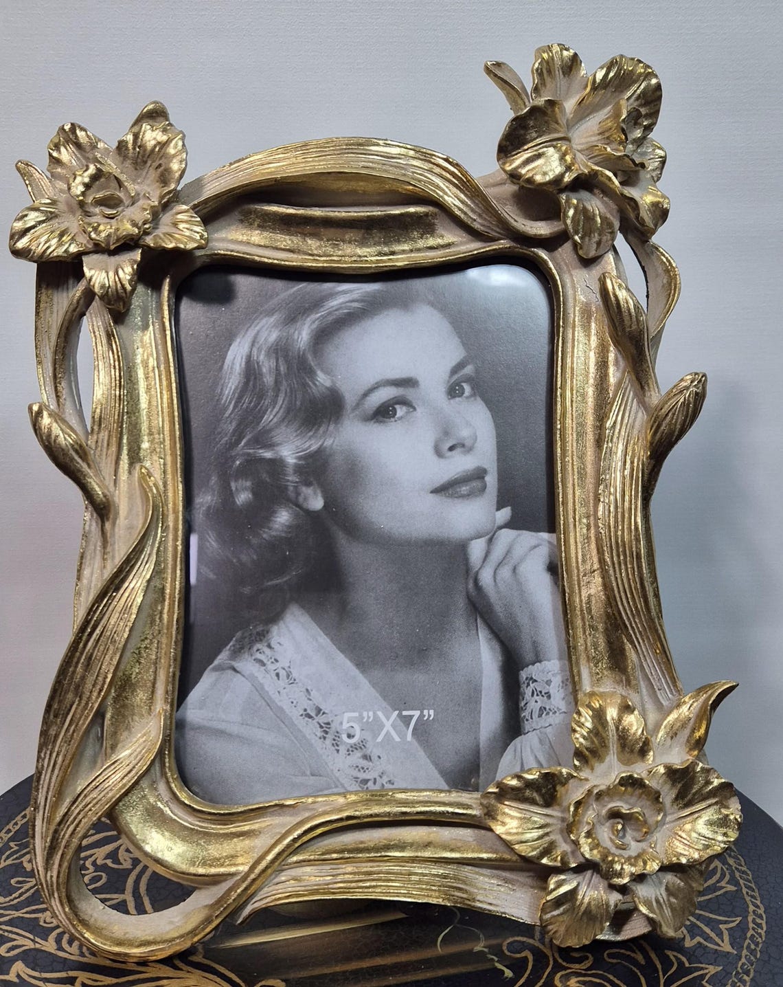 Antique Gold Photo Frame With Flowers. Photo Frame - Unique Decoration ...