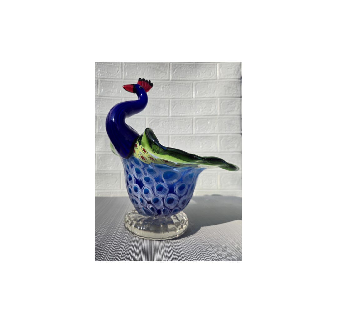 Murano Glass Peacock Figurine. Handmade Glass - Kitchen Decor - Italian ...