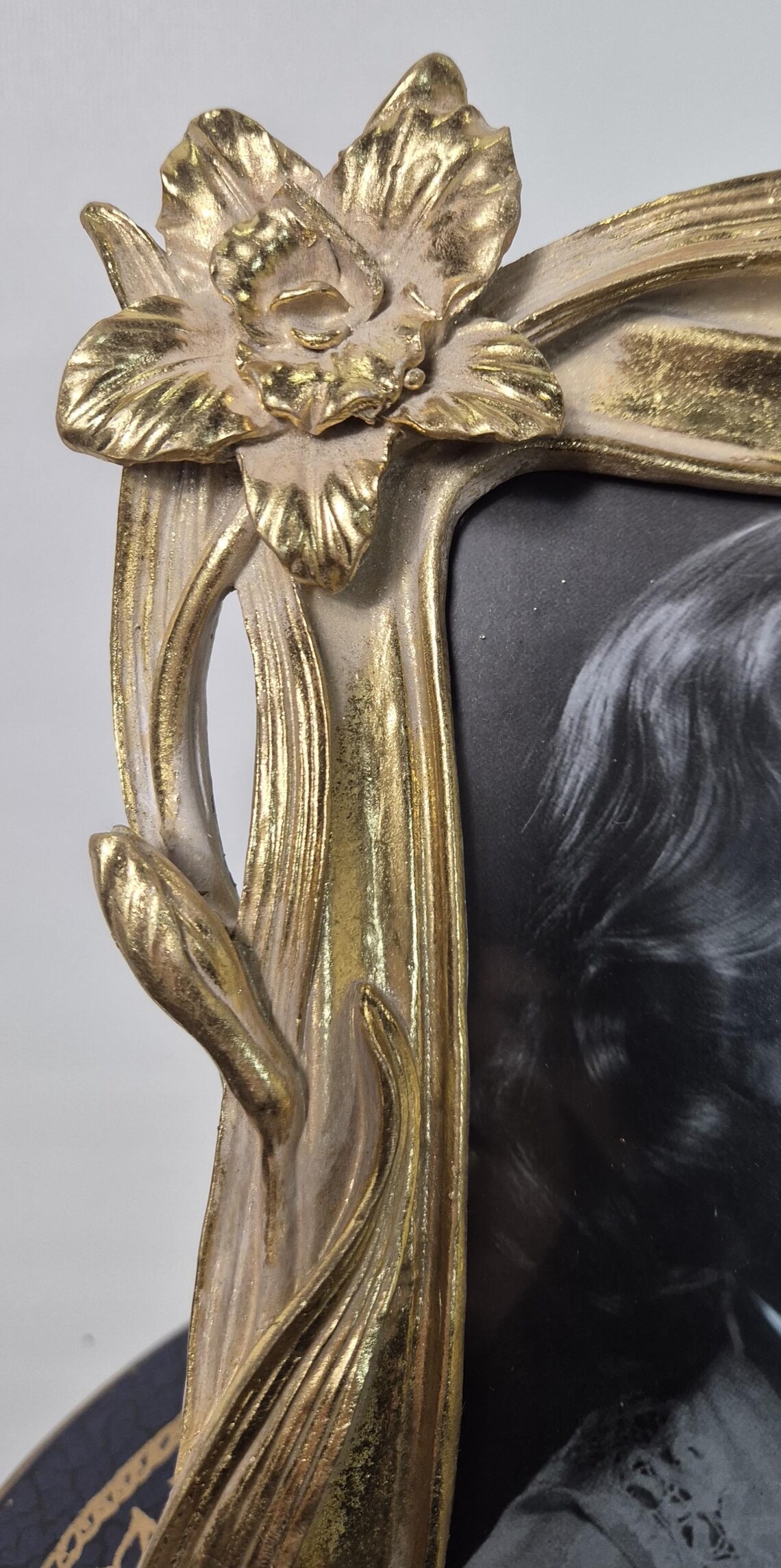 Antique Gold Photo Frame With Flowers. Photo Frame - Unique Decoration ...