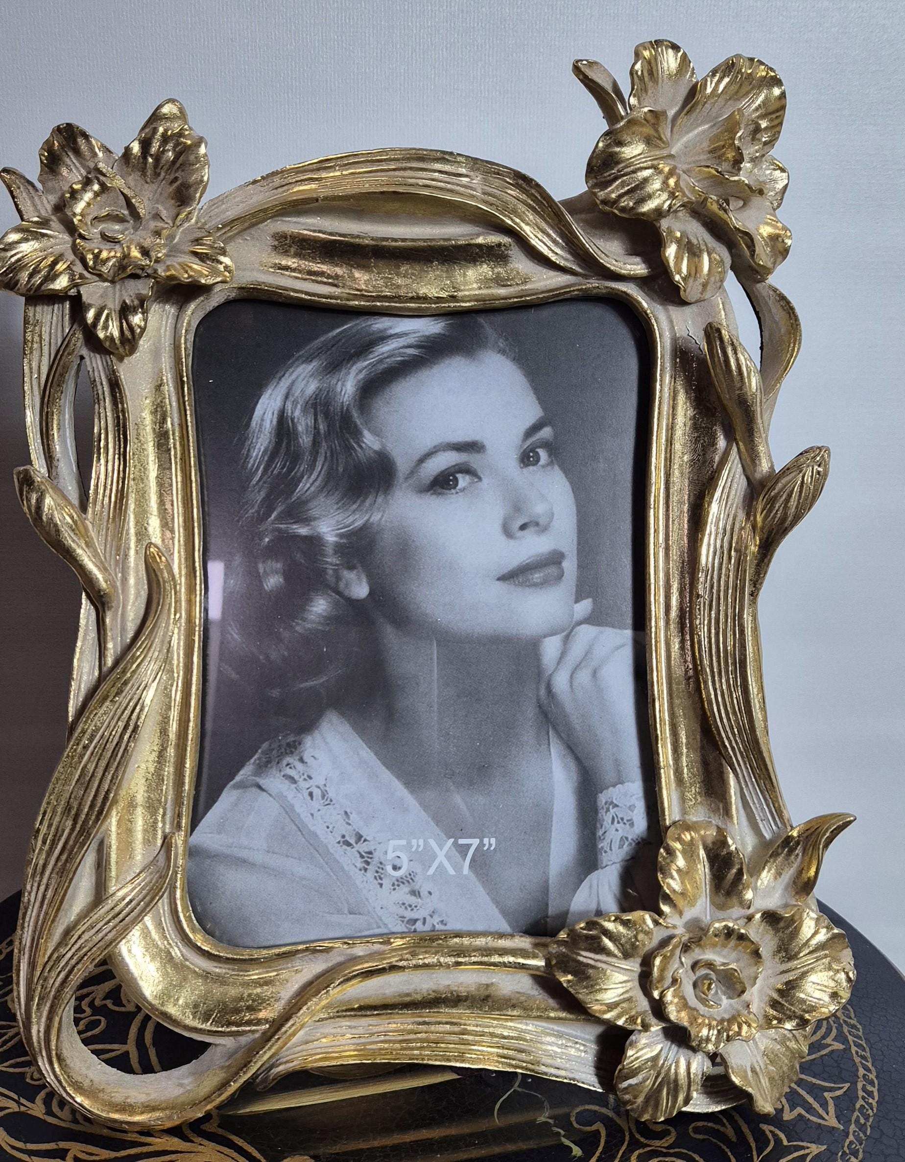 Antique Gold Photo Frame With Flowers. Photo Frame - Unique Decoration ...