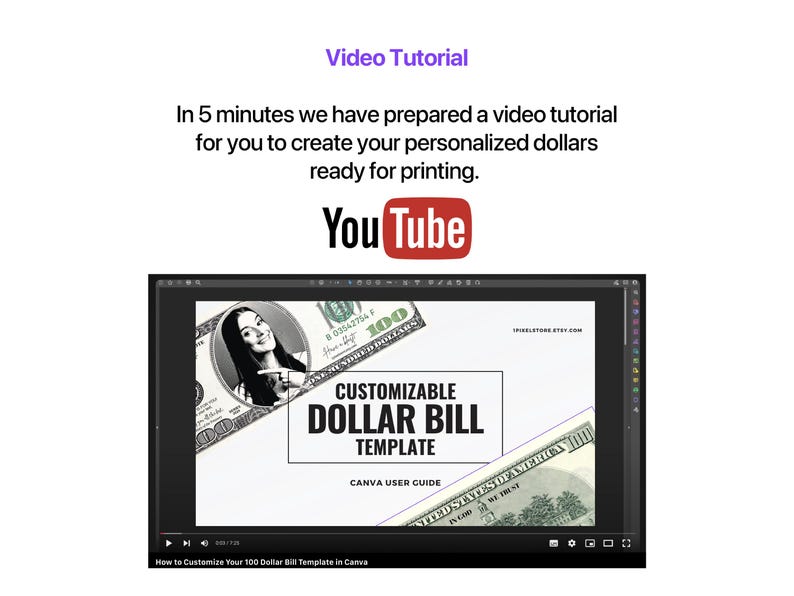Personalized 100 Dollar Bill Canva Template (digital Download) - Etsy