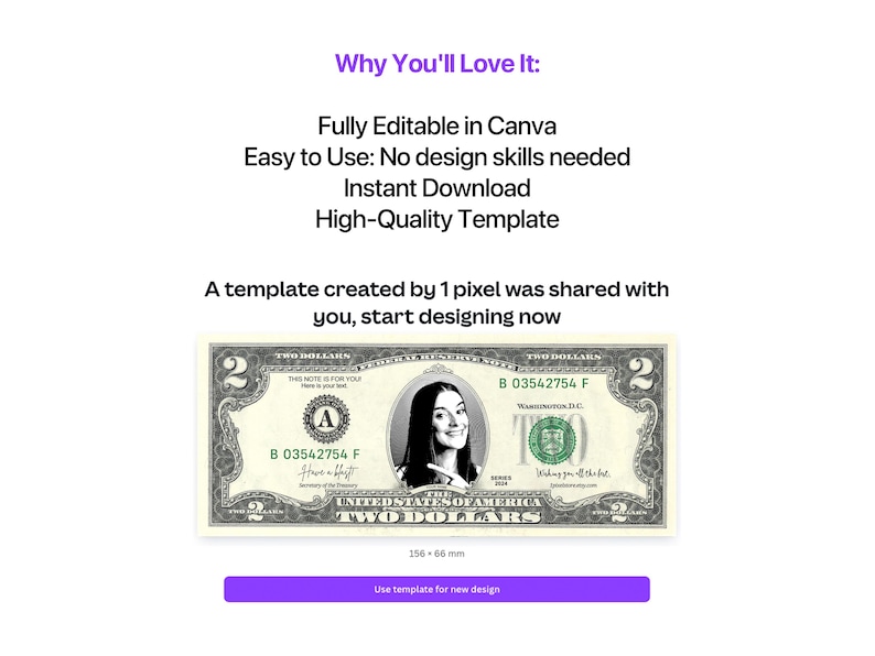 Personalized Dollar Bill Template: Custom Face on Money (digital ...