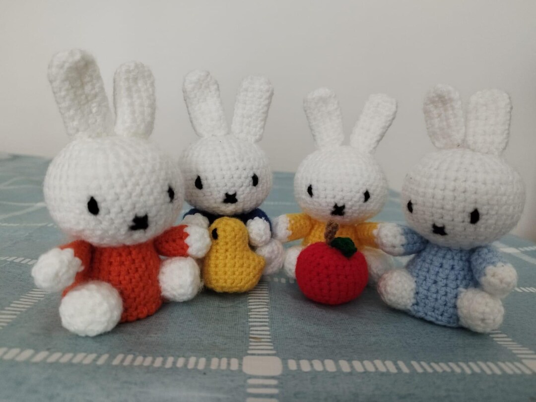 Handmade Crochet Miffy Doll With Duck, Heart & Basket - Etsy