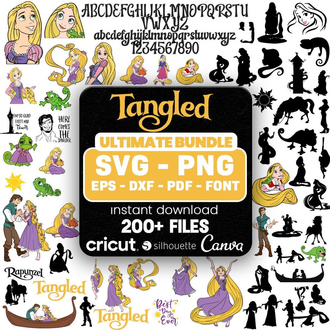 Rapunzel Svg Bundle, Tangled Svg, Rapunzel Png / Clipart, Font Files ...